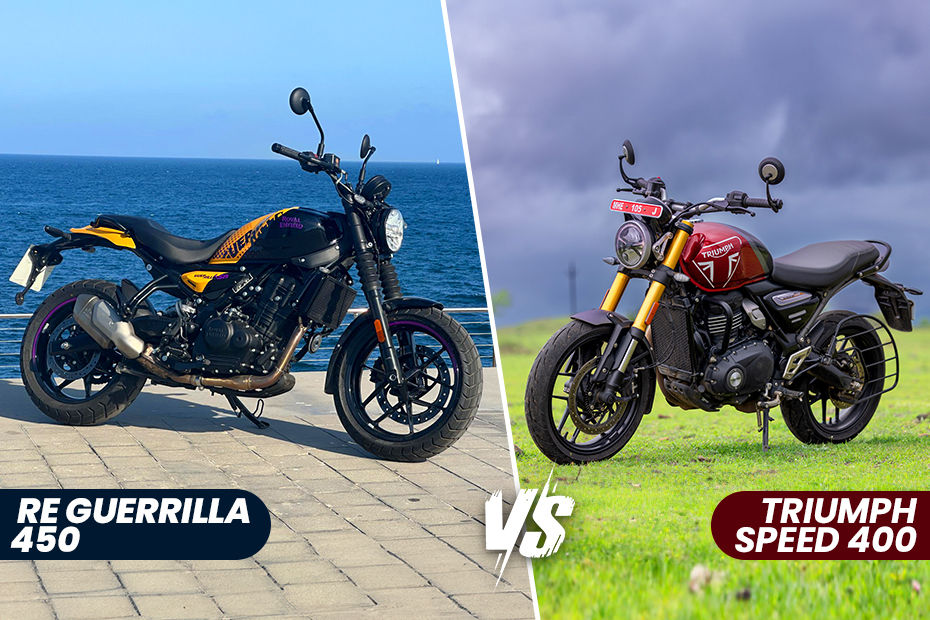Royal Enfield Guerrilla 450 Vs Triumph Speed 400: Image Comparo | BikeDekho